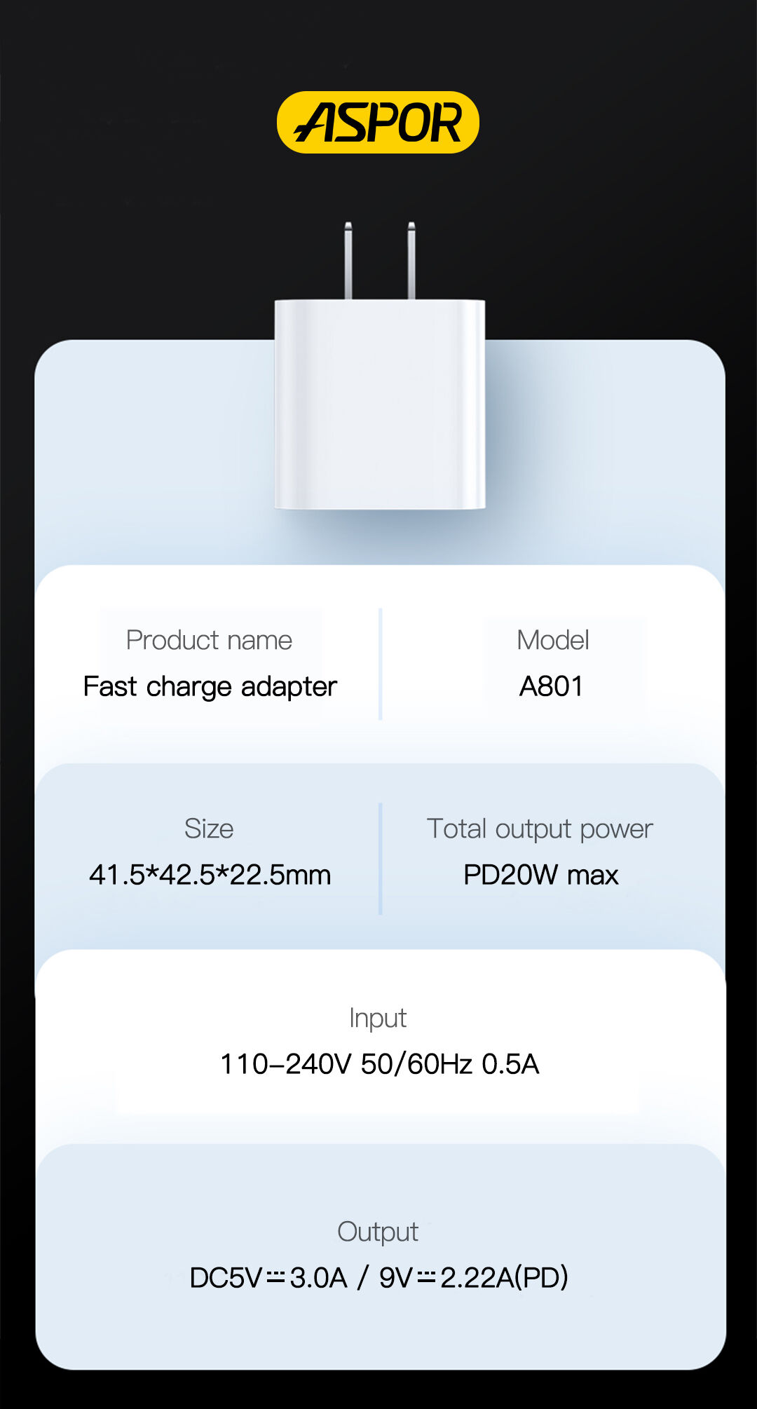 Buy Wholesale China Aspor A801 Oem Odm Phone Charger Pd 20w Usb C Fast ...