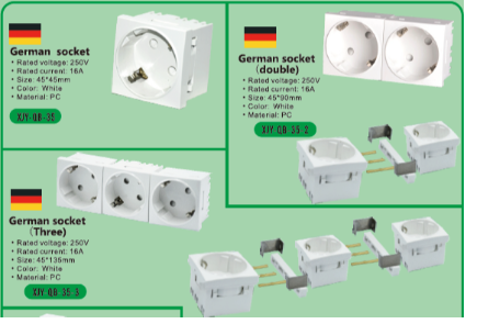 Eu Standard German Schuko Socket 3gangs 250v 16a Wall Power Outlet ...