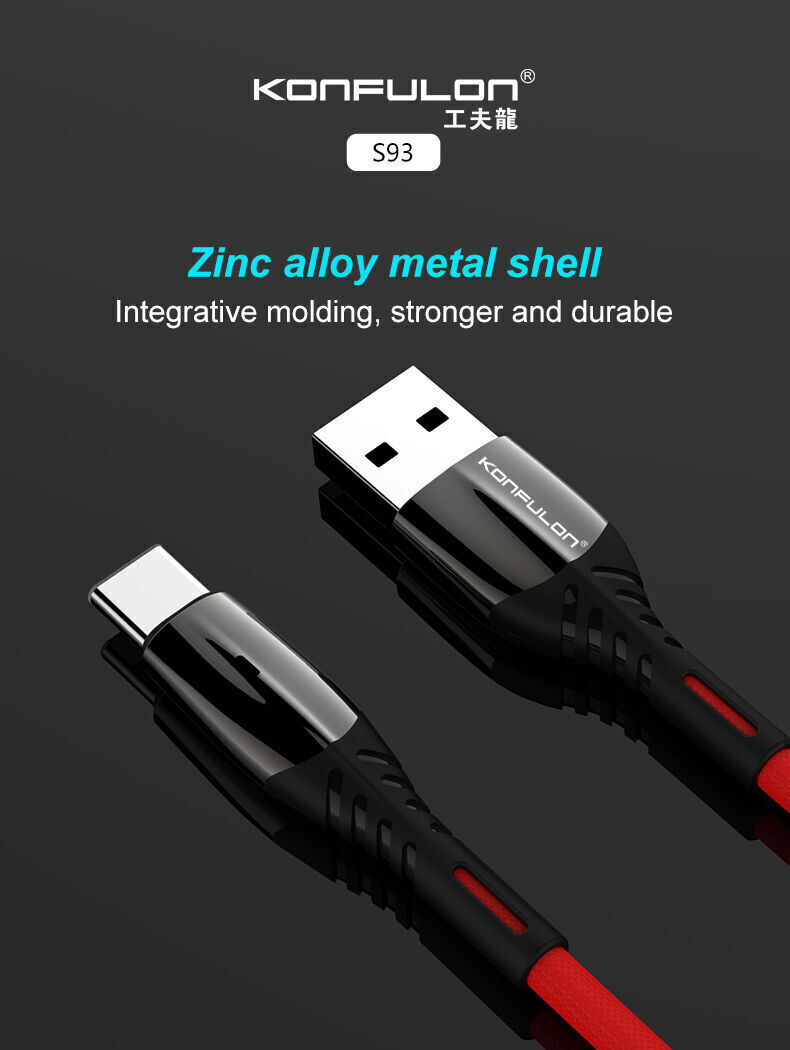 Konfulon S-93 1000mm Black/red 2.4a Zinc Alloy + Led Light Cables Usb ...
