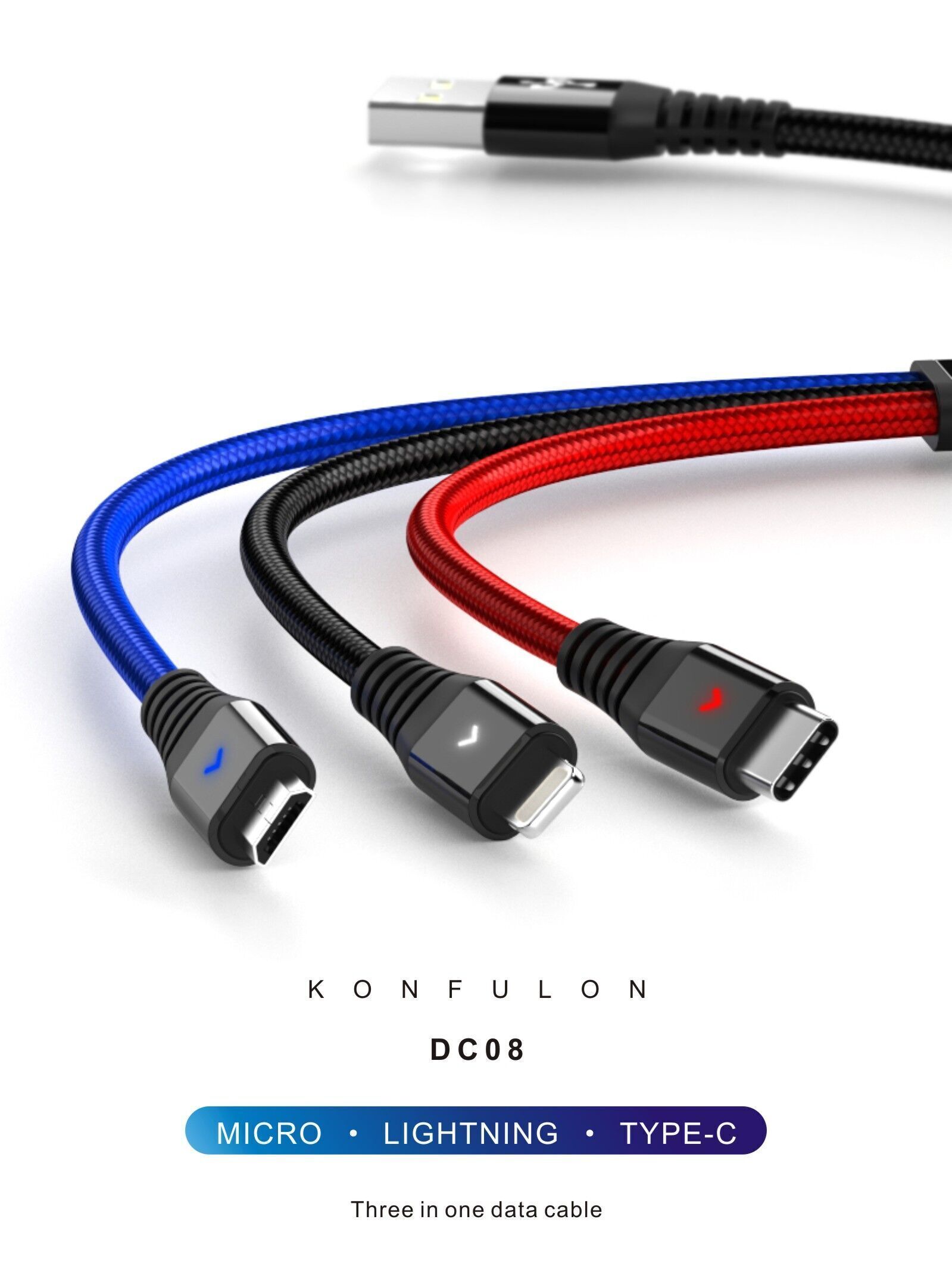Konfulon 3 In 1 Charging Cable + Led Light Display - Buy China ...