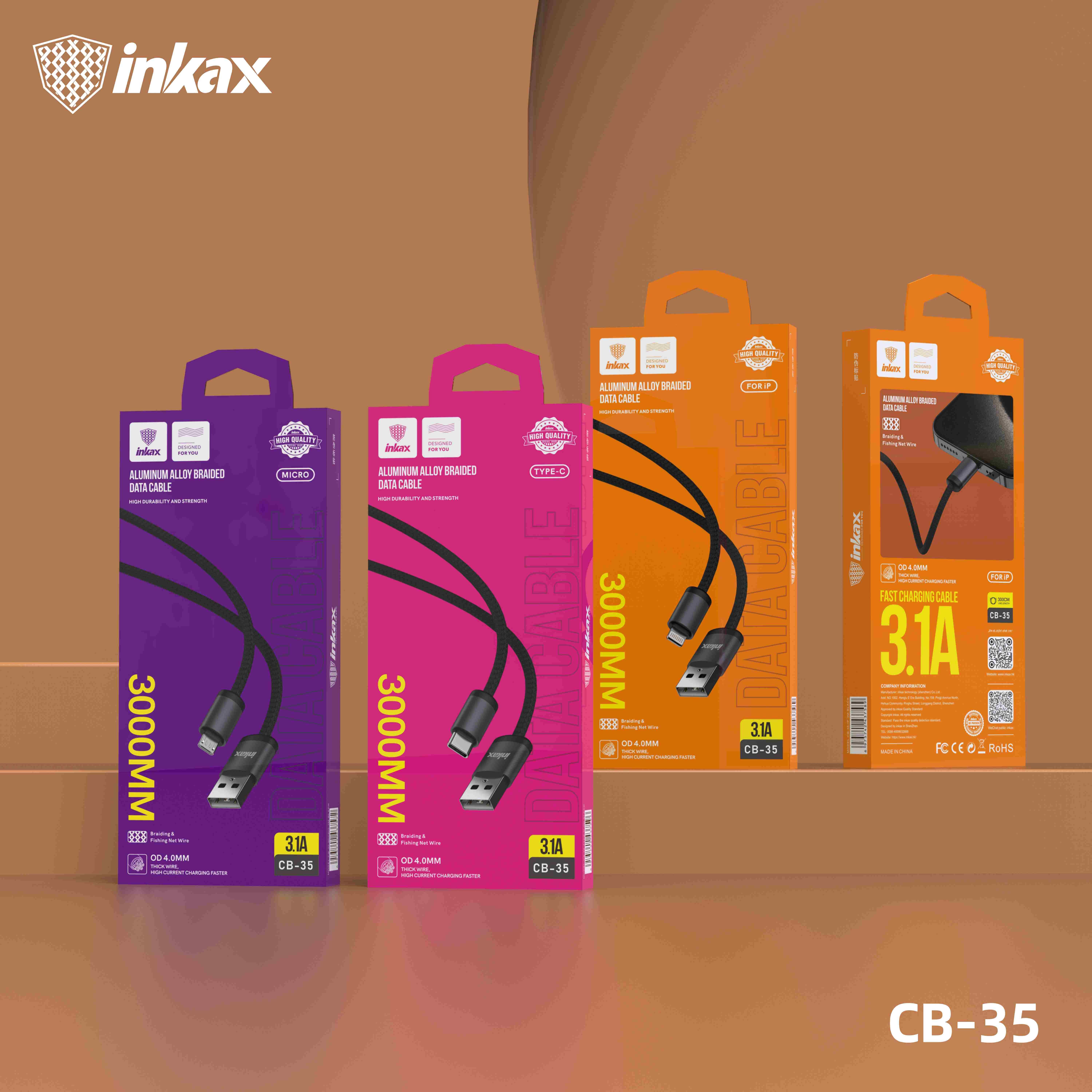 Buy Wholesale China Inkax 1m 2m 3m Usb Cable 2.1a Aluminium Alloy Braided Wire Fast Charging ...