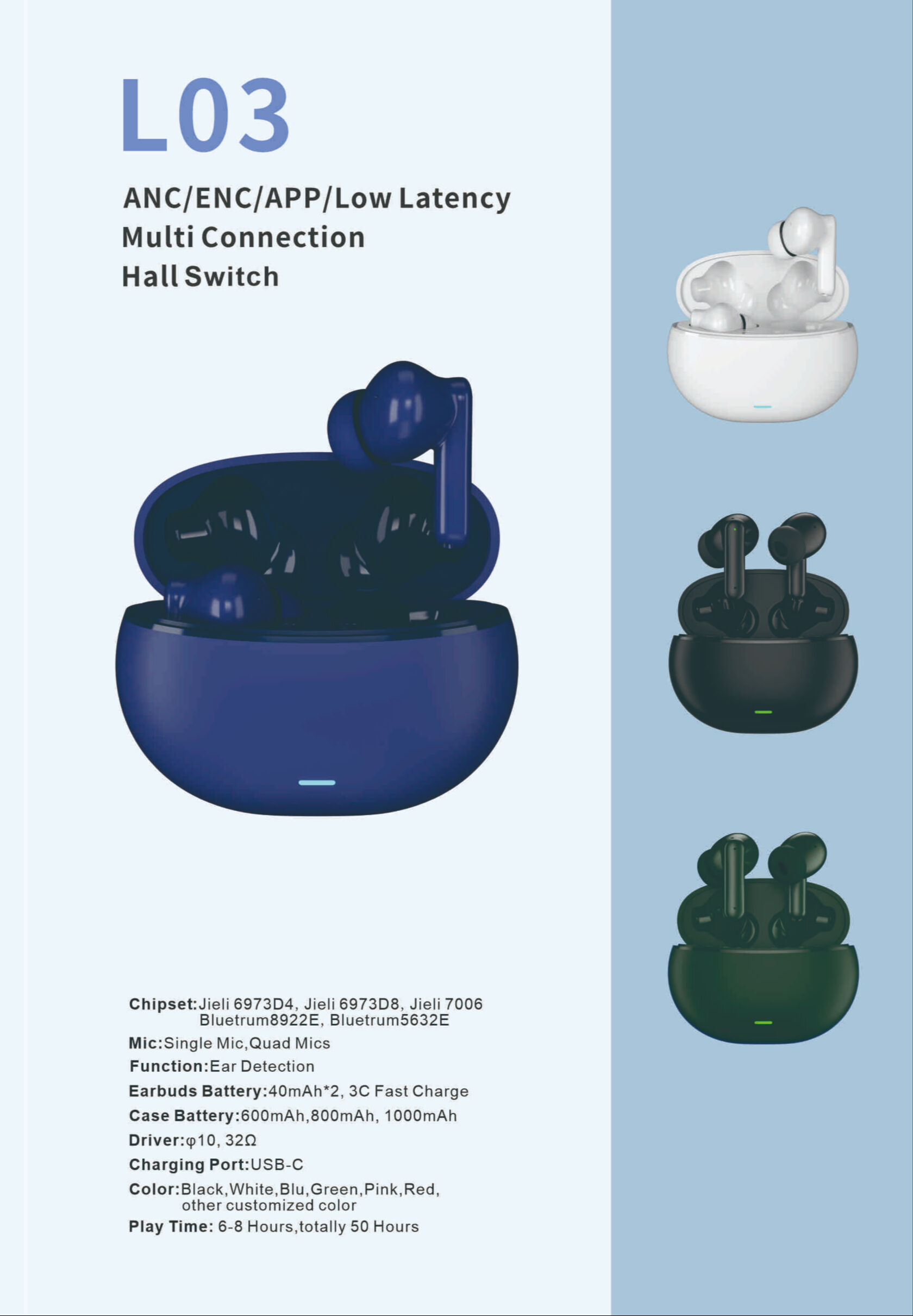 Buy Wholesale China Dual Color Dual Mic Enc Tws Earbud With Hall Switch ...