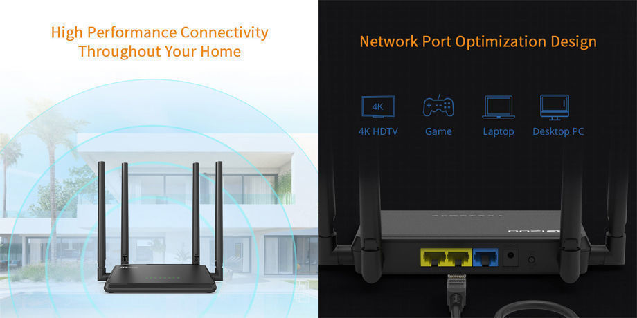 High Power Ac1200 Dual Band Wifi Router Smart App Management With Four ...