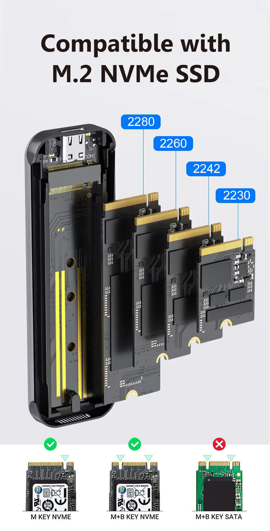 Buy Wholesale China Metal M.2 Nvme Ssd Case Enclosure Reader For Solid ...