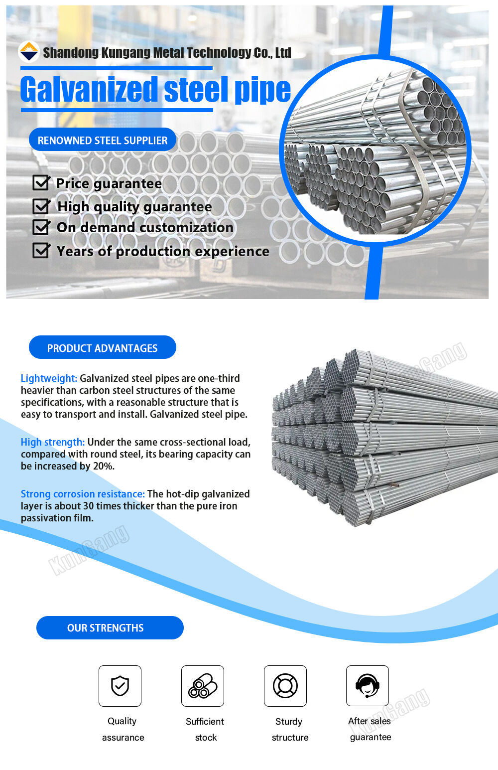 Custom Size Hot Dip Gi Pipe En39 Bs1139 Carbon Steel Hot Dipped ...