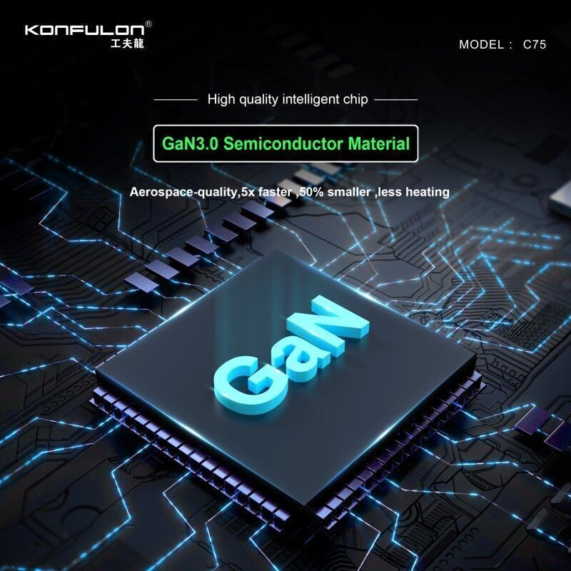 Compre Konfulon Gan 65w Carregador Super Rápido Tamanho Pequeno Design De Pino Dobrável Para ...