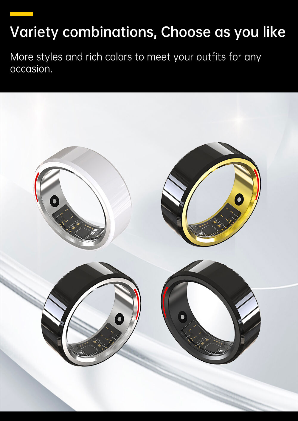 Wholesale Bluetooth Connect Smart Ring 24/7 Blood Oxygen Heart Rate ...