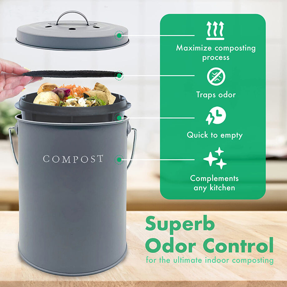 Custom Logo Kitchen Countertop Compost Bin With Lid Stainless Steel ...