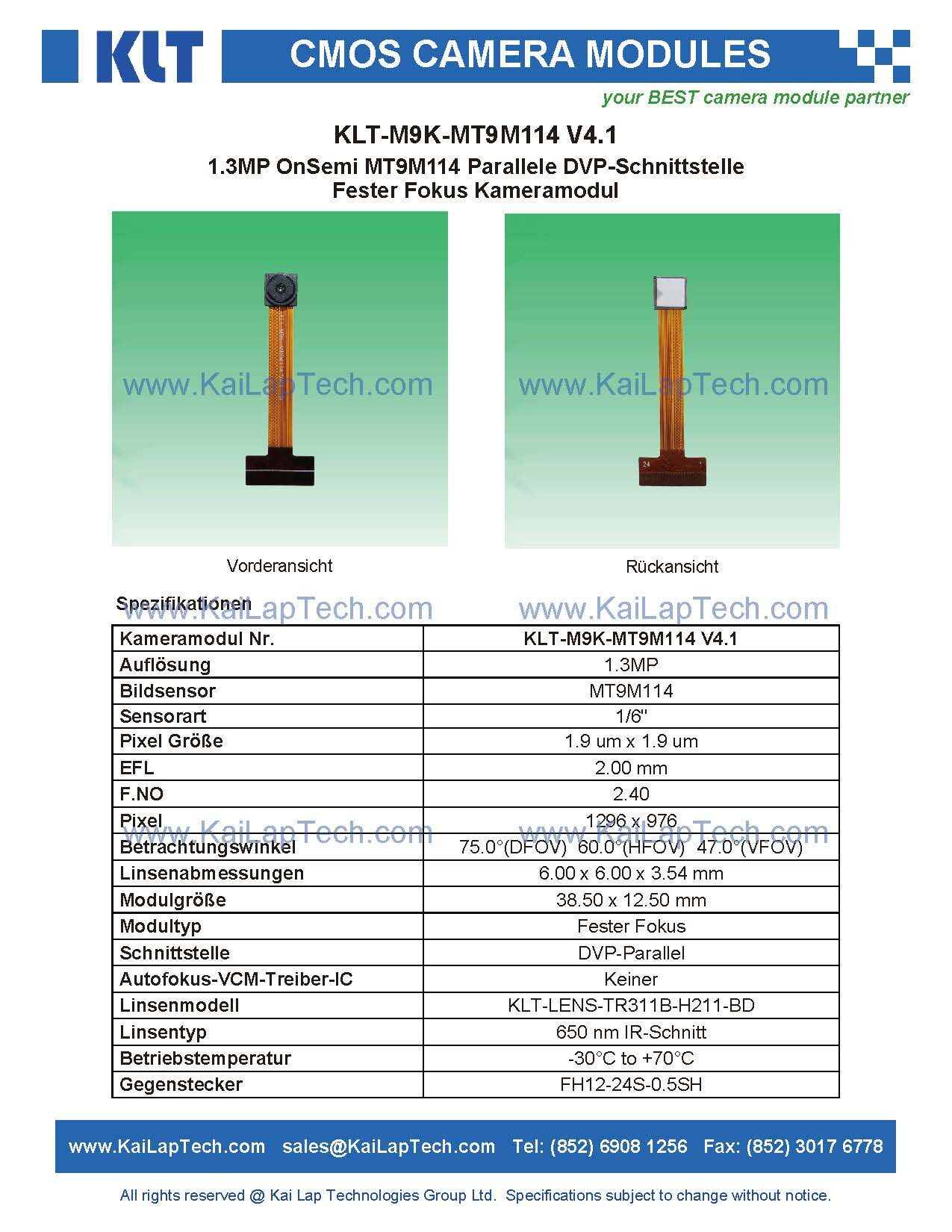 Buy Wholesale Hong Kong SAR Klt-m9k-mt9m114 V4.1 1.3mp Mt9m114 ...