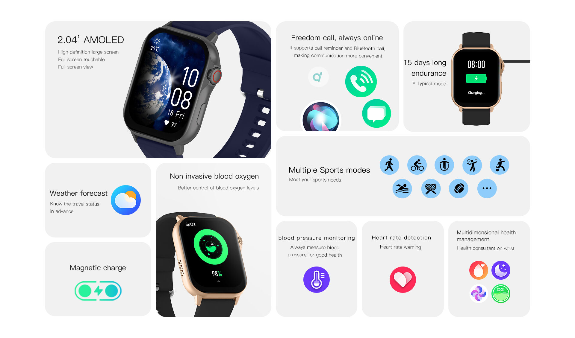 Buy Wholesale China Amoled Square 2.04 Fashion Smart Watch Waterproof ...