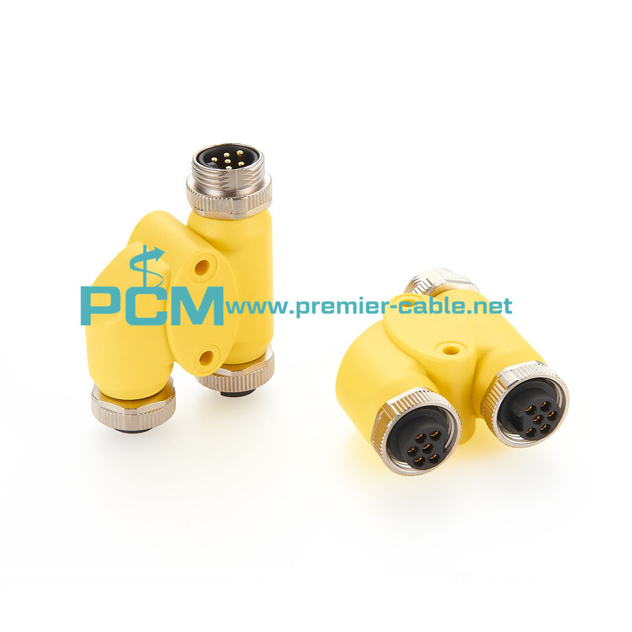 3 Way Tee Splitter 6 Contact 7/8"-16unf Mini-change 6 Pin Straight 7/8 ...