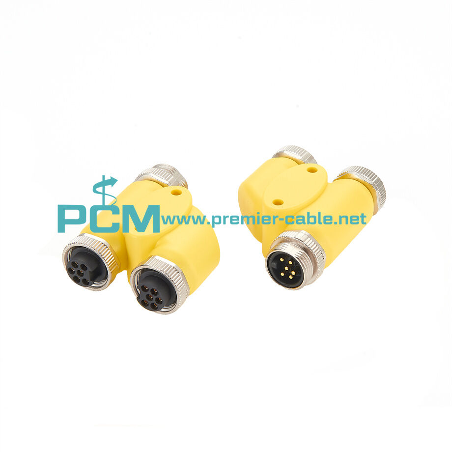 3 Way Tee Splitter 6 Contact 7/8"-16unf Mini-change 6 Pin Straight 7/8 ...