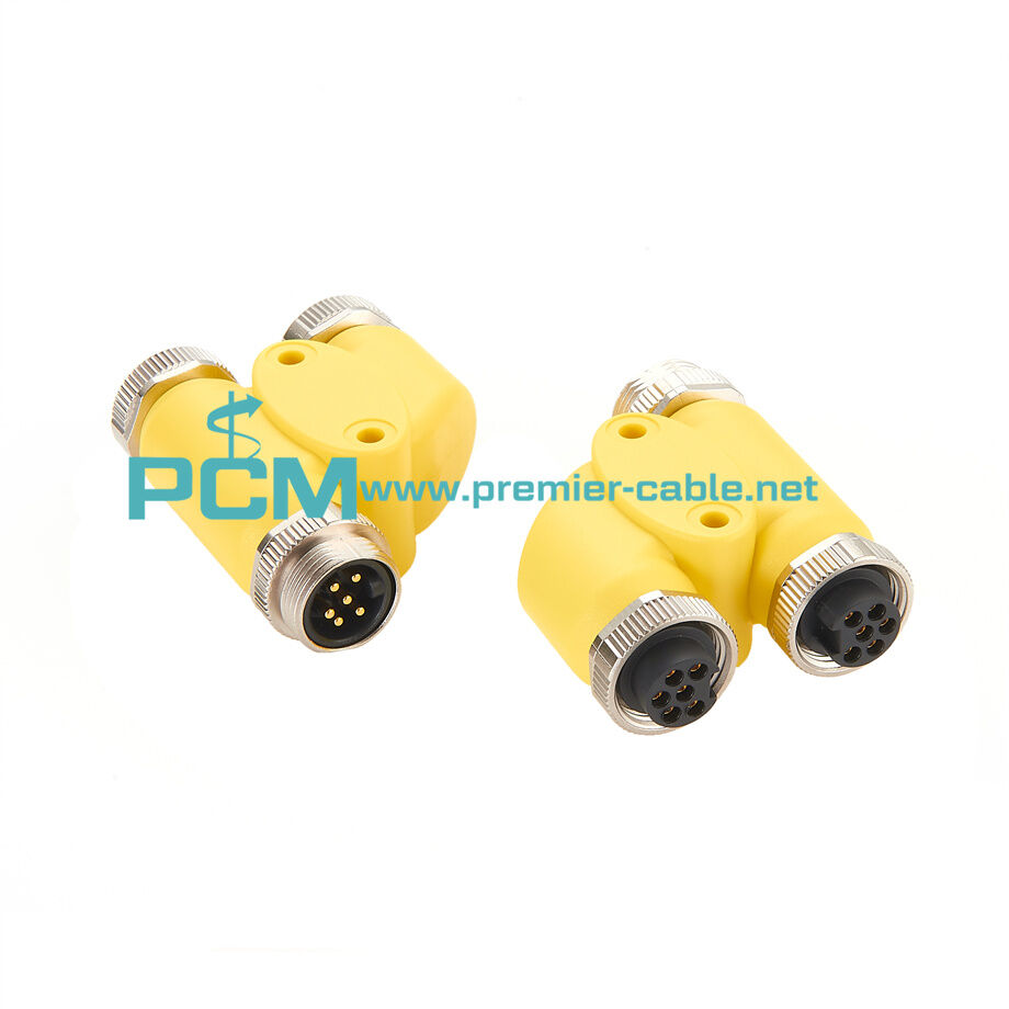 3 Way Tee Splitter 6 Contact 7/8"-16unf Mini-change 6 Pin Straight 7/8 ...