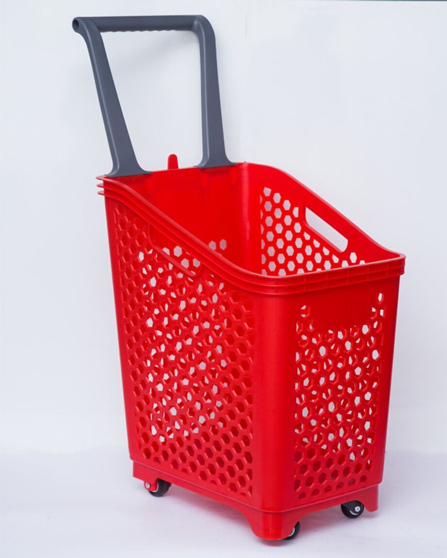 Buy Wholesale China Hand Push Basket With Four Wheels, Shopping Basket ...