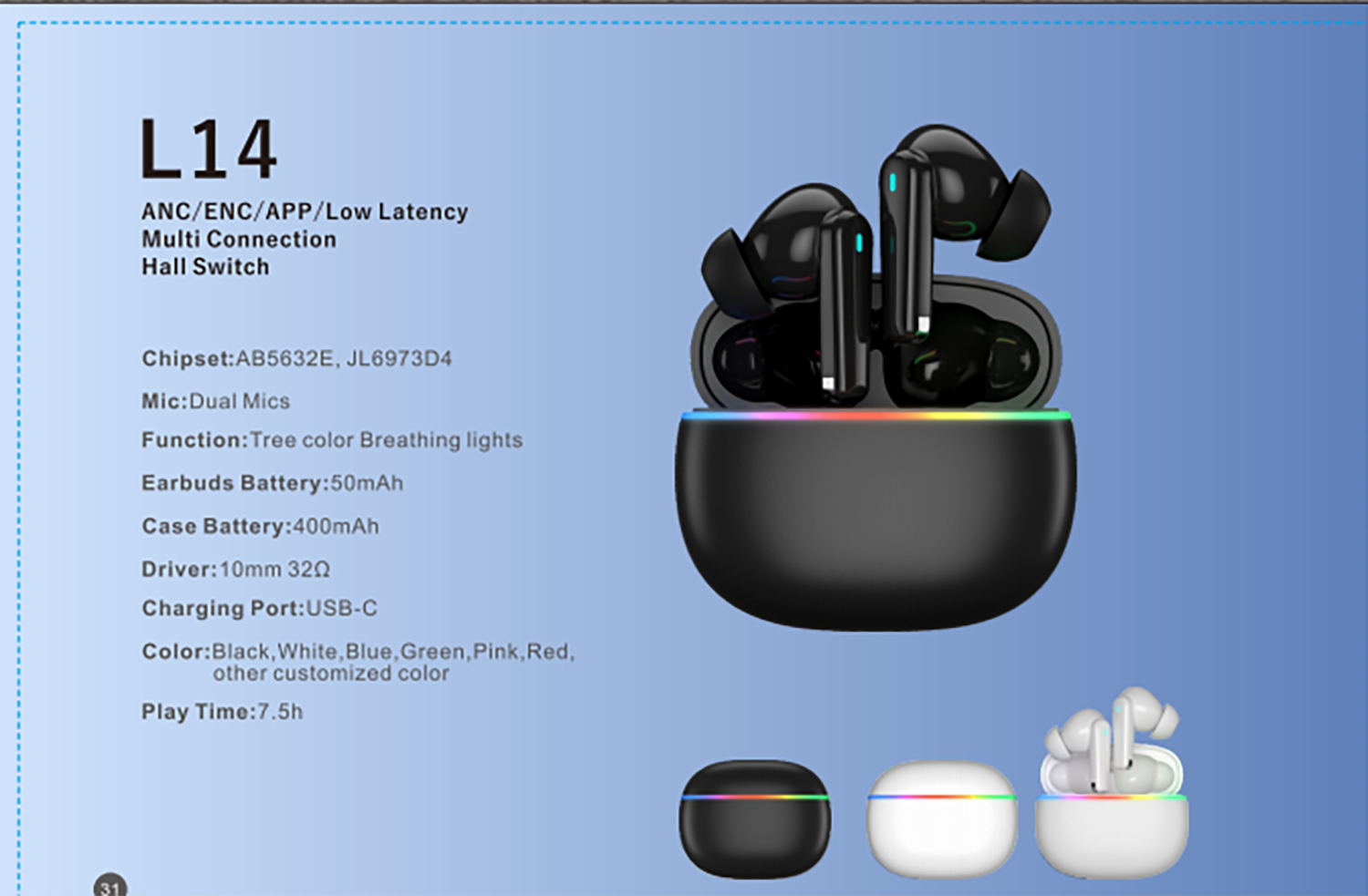 Buy Wholesale China Dual Mic Tws Earphone Three Color Light High ...