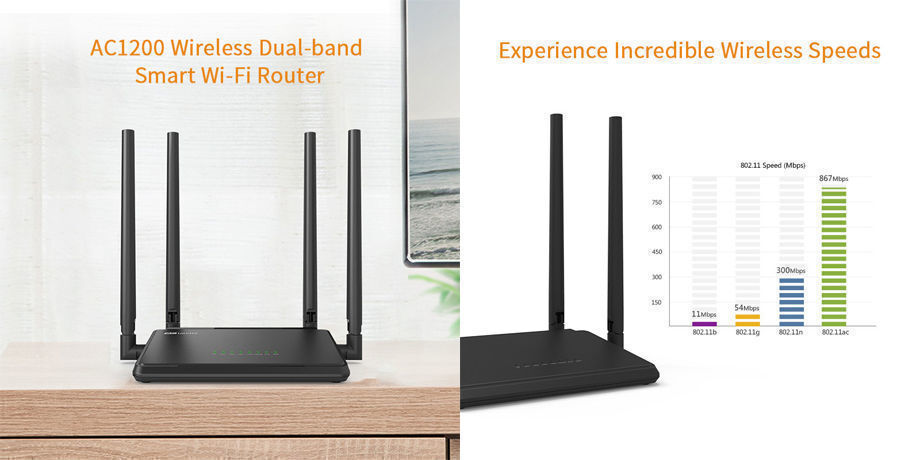 Ce Fcc Certified High Power 802.11ac Ac1200 Dual Band Wifi Router With ...