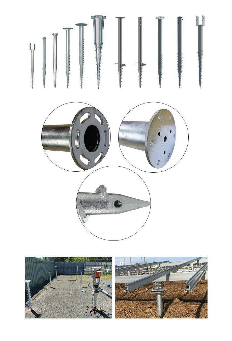 Ground Mount Integrated With Ground Screw Pile Anchor For Construction ...