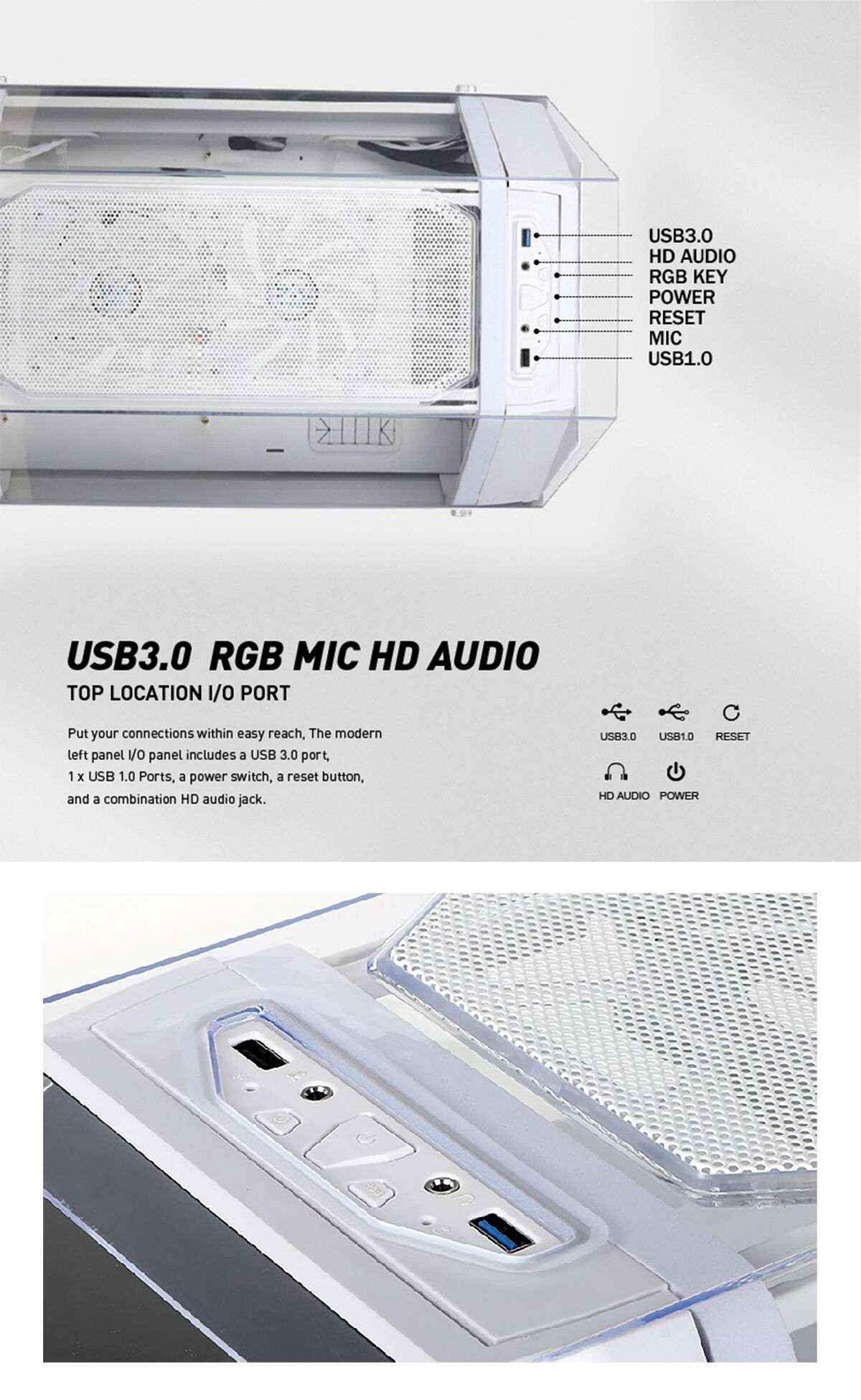 High End Gaming Hexagon Front Infinity Mirror Full Glass Mini Atx Matx ...