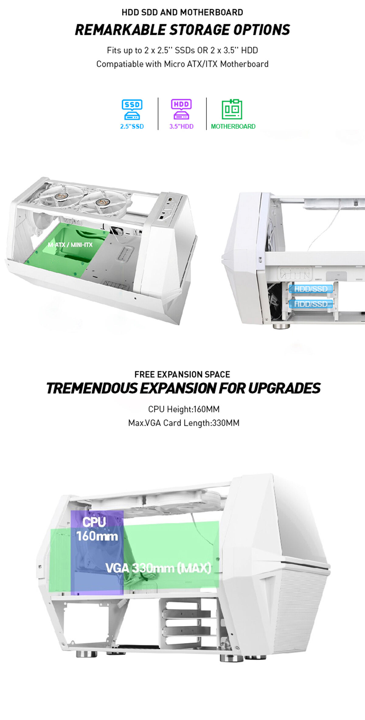 High End Gaming Hexagon Front Infinity Mirror Full Glass Mini Atx Matx ...