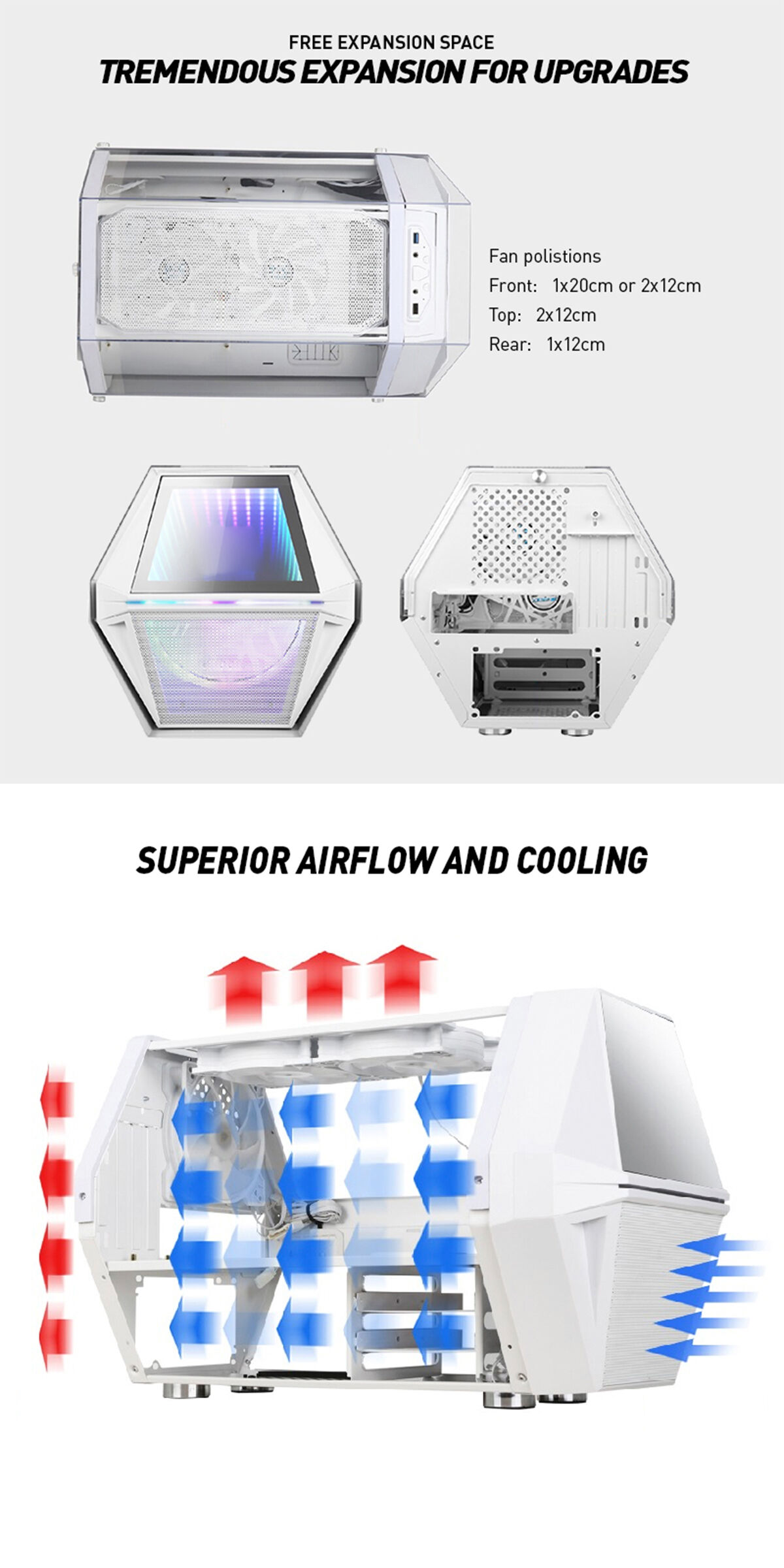 High End Gaming Hexagon Front Infinity Mirror Full Glass Mini Atx Matx ...