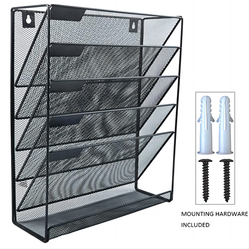 Woo File Organizer Mesh 5-tier Black Hanging File Organizer Vertical ...