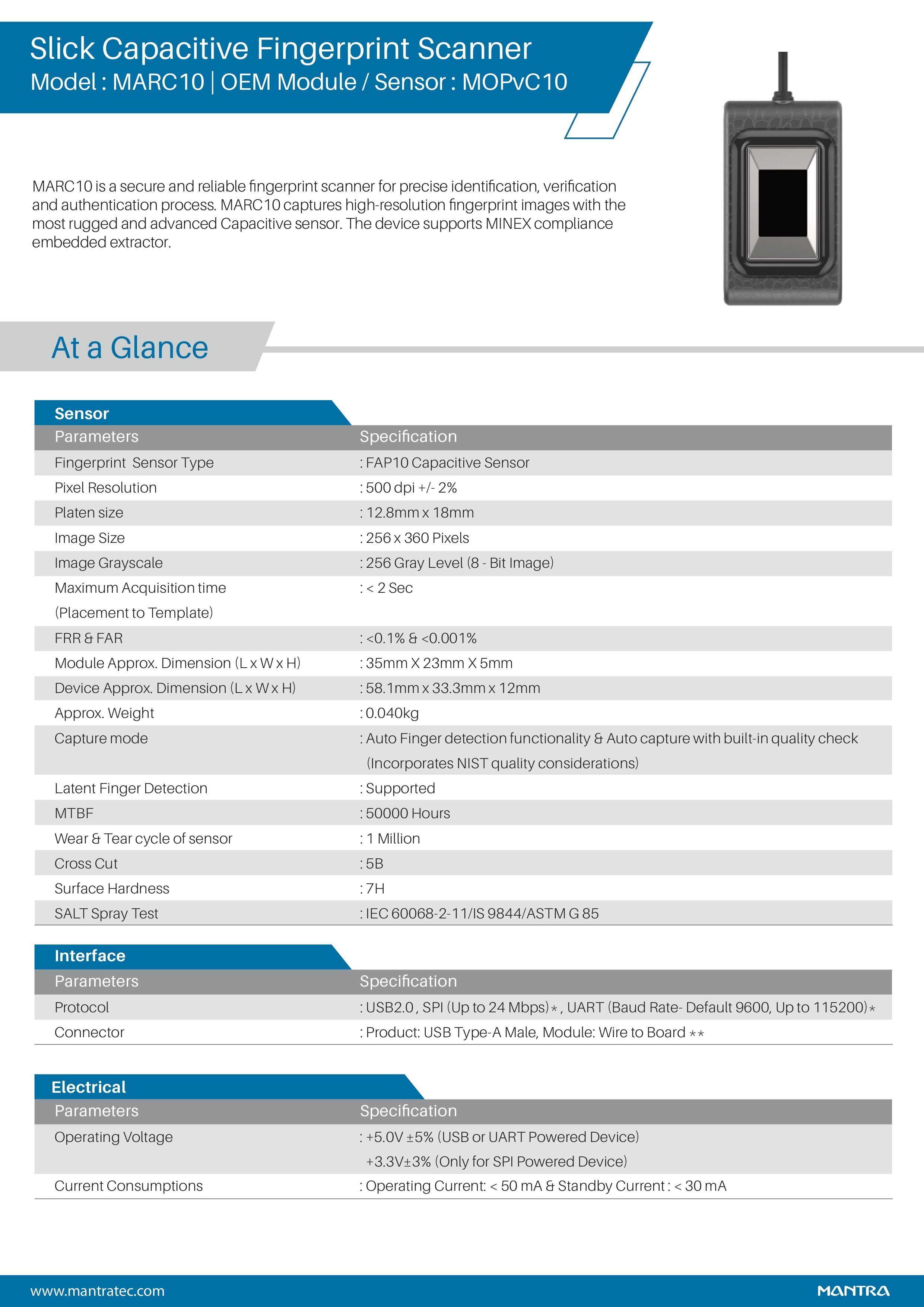 Marc10 Is A Capacitive Fingerprint Reader, Designed To Meet The ...