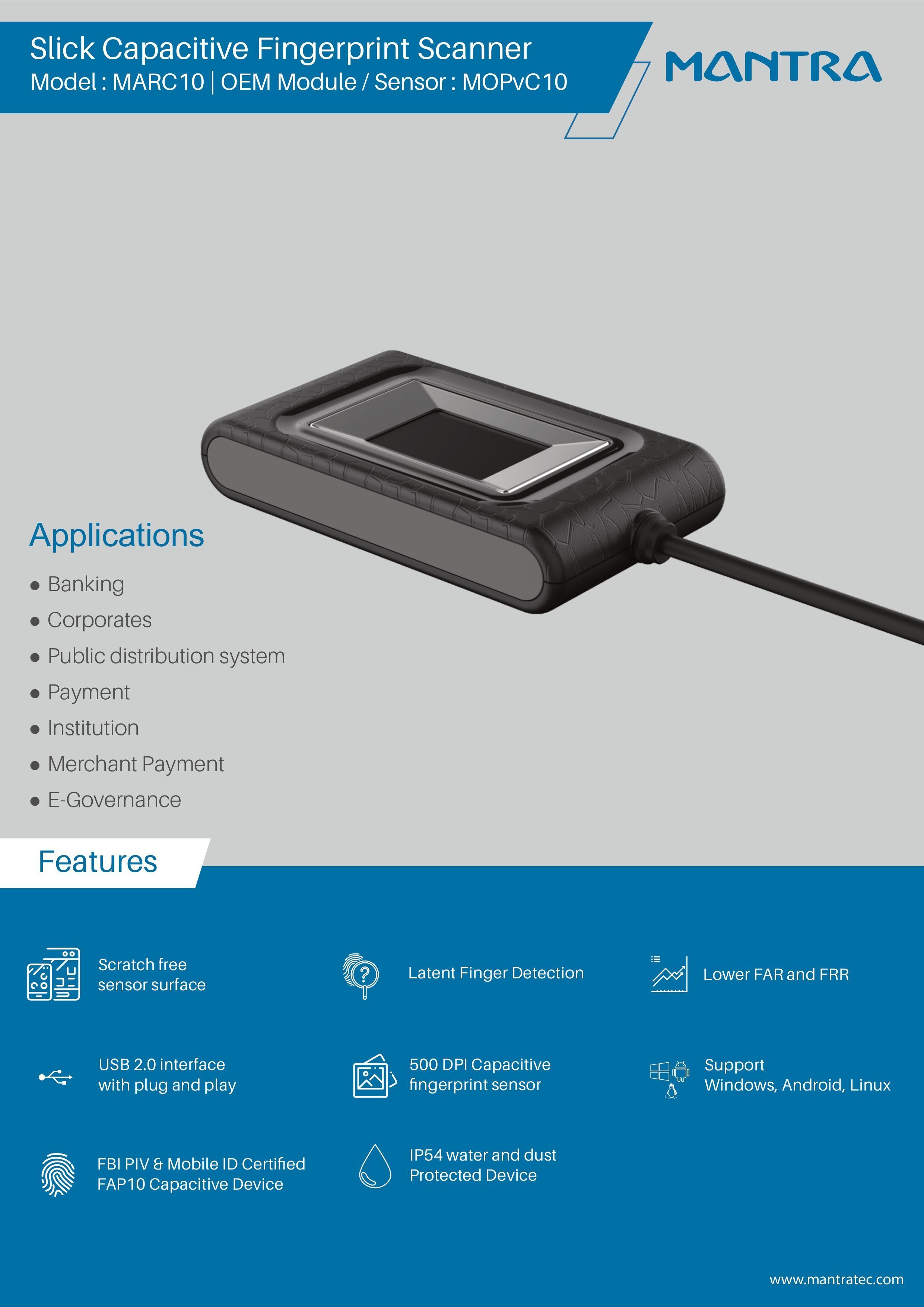 Marc10 Is A Capacitive Fingerprint Reader, Designed To Meet The ...