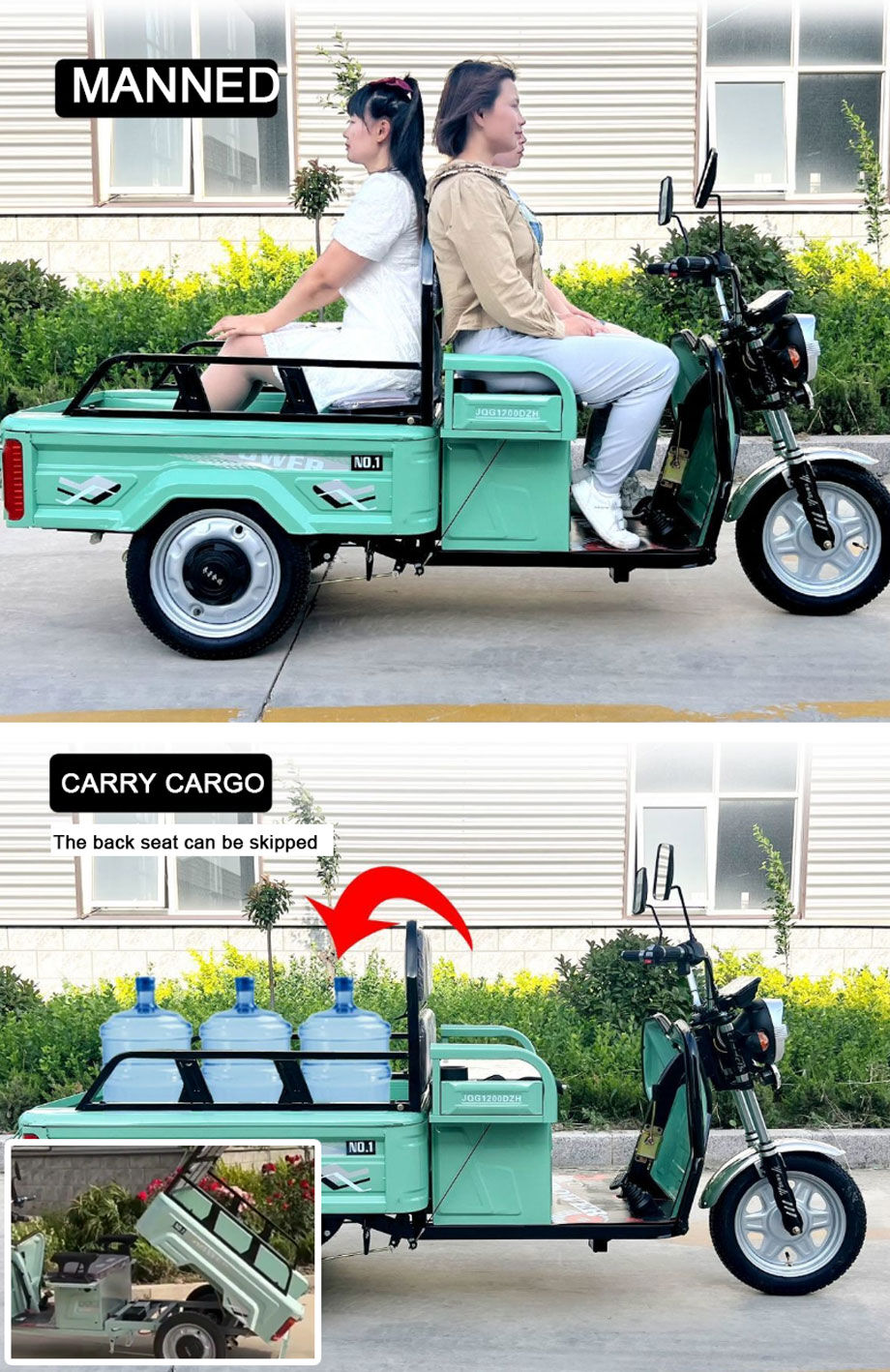 Three-wheel Electric Tricycle Agricultural Household Goods Skip Bucket ...