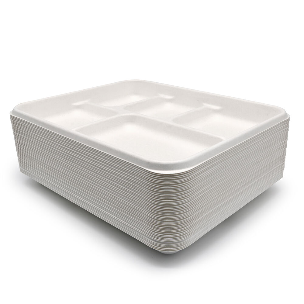 5 Compartment Trays, 100%compostable Paper Plate Tray, School Bagasse ...