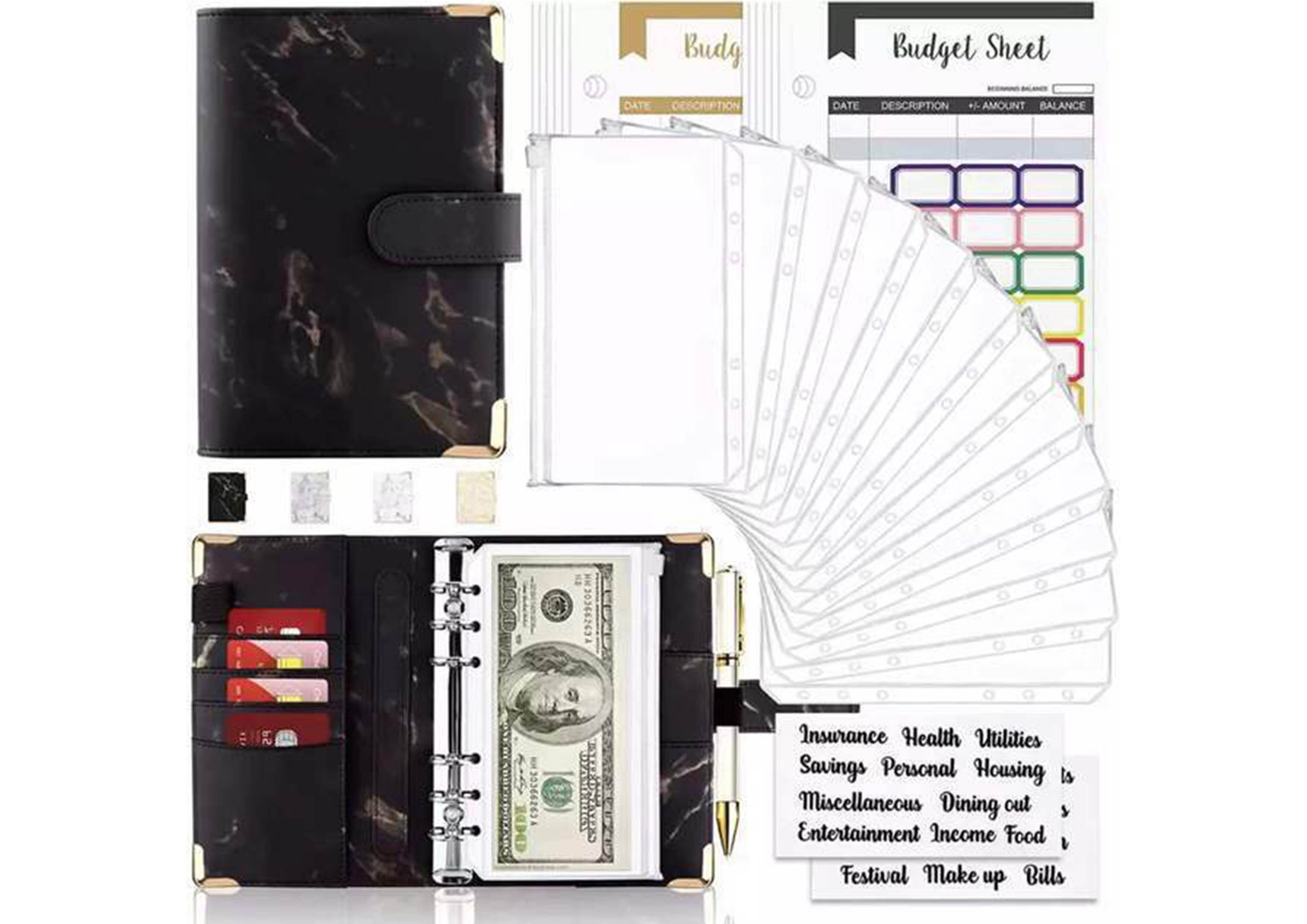 Bulk Buy China Wholesale A6 Binder Clips Ring Money Marble Budget ...