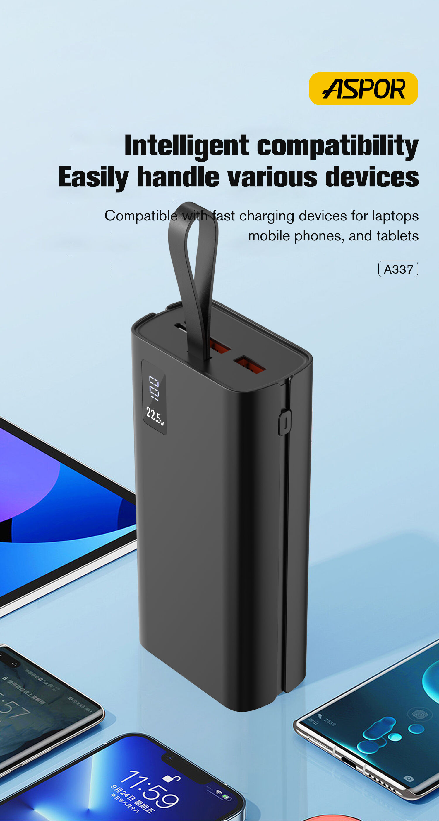 Buy Wholesale China Aspor A336pd 22.5w 20000mah Fast Charging Pd Portable Phone Mobile Charger ...
