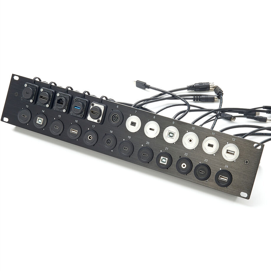 Panel Loaded With 16 Of Hdmi Display Port Feedthrough Connector, Rack ...