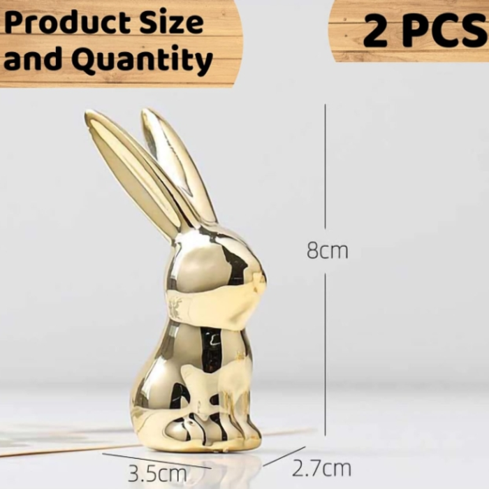 Gold Mini Rabbits Decor Accents Animal Statues Sculptures Cute Home ...