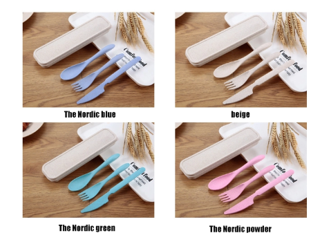 Salad Server Utensils Eco-friendly Travel Camping Plastic Wheat Straw ...