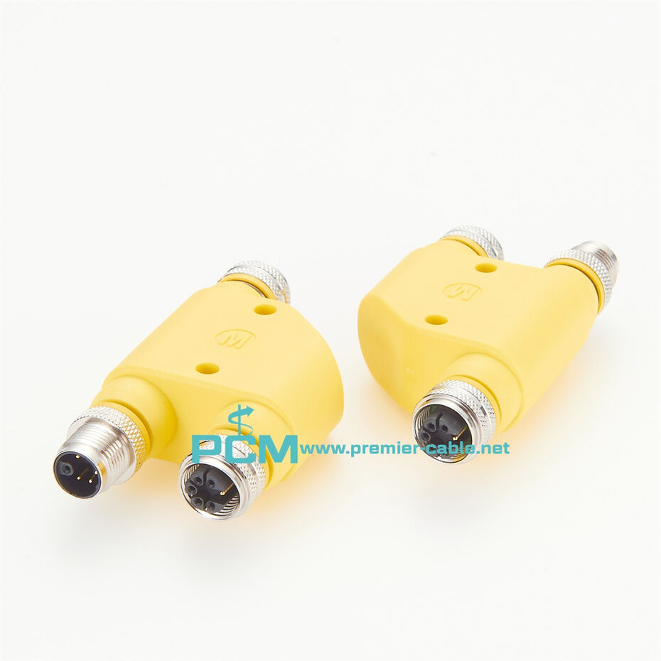 M12 Power Cable M-code 2-way Splitter H-junction H-splitter M12 M-coded ...