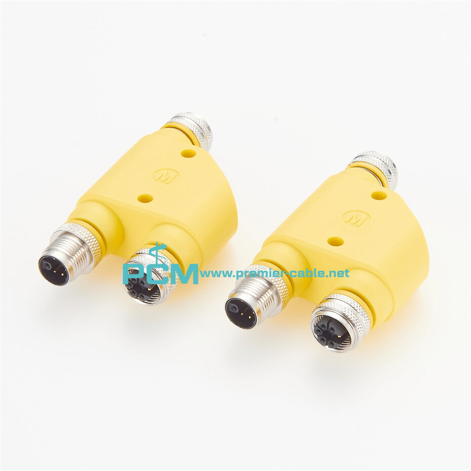 M12 Power Cable M-code 2-way Splitter H-junction H-splitter M12 M-coded ...