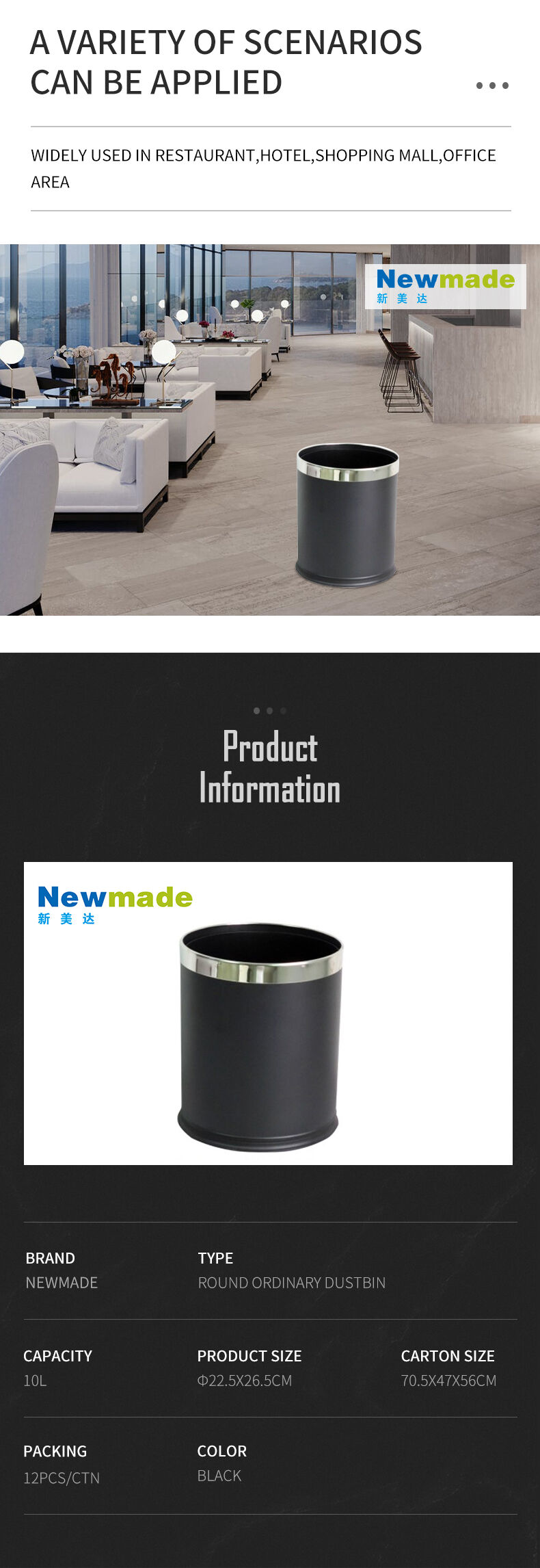 Buy Wholesale China Durable Metal 10l Double Layer Dustbin For Hotel ...