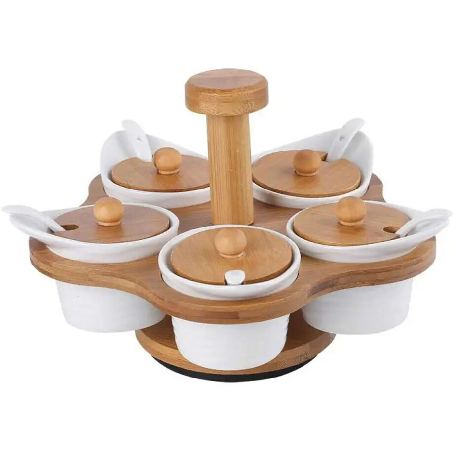 Buy Wholesale China Hot Sale 5 Pcs Spice Jars With Bamboo Rack ...