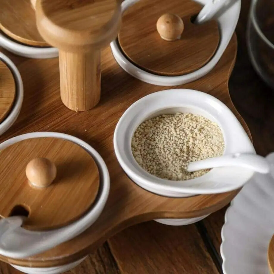 Buy Wholesale China Hot Sale 5 Pcs Spice Jars With Bamboo Rack ...