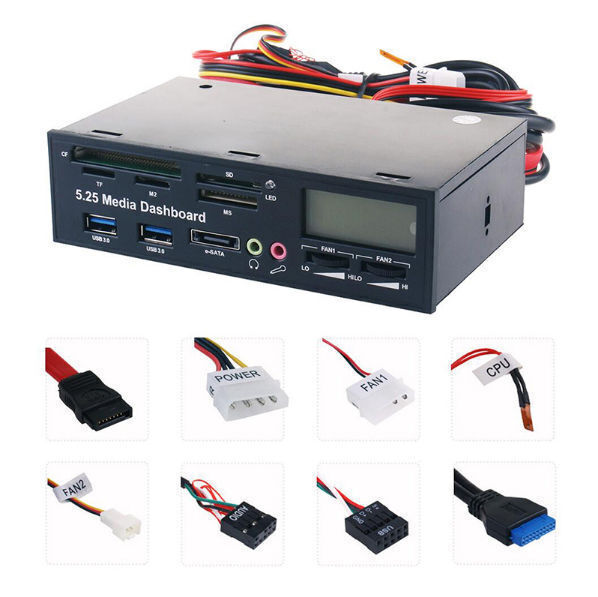 Multi-field Card Reader 5.25"cd-rom Media Dashboard With Sd/cf/ms/tf/m2 ...