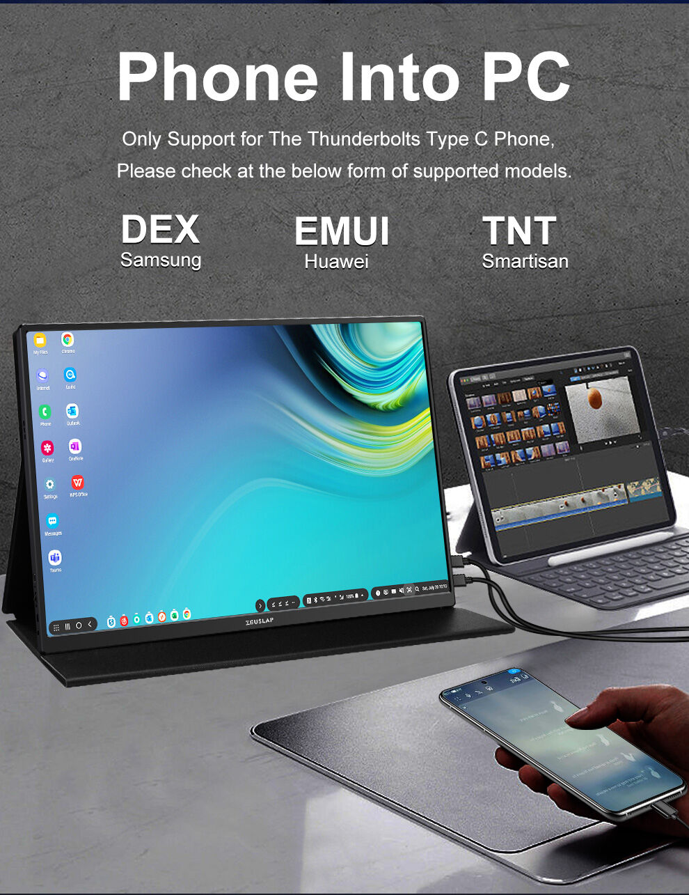 Full Hd 1200p 16" Inch Smart Portable Usb Type C Pc Gaming Monitor Ips ...