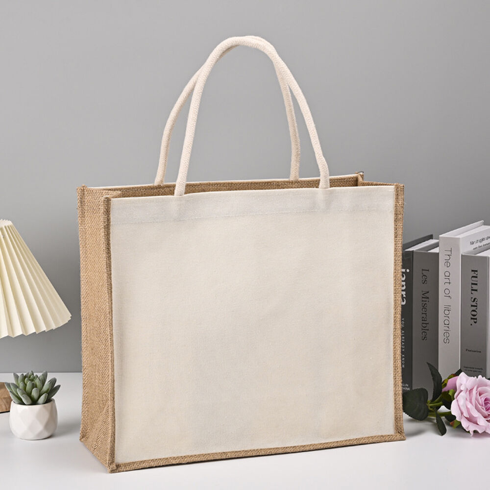 Eco Recycle Natural Foldable Reusable Jute Burlap Linen Shopping Tote ...