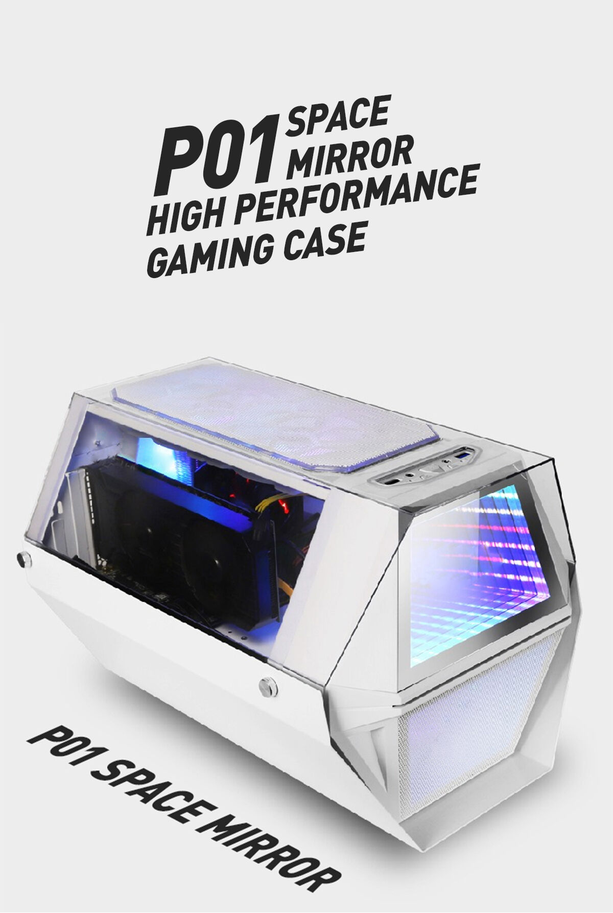 High End Gaming Hexagon Front Infinity Mirror Full Glass Mini Atx Matx ...