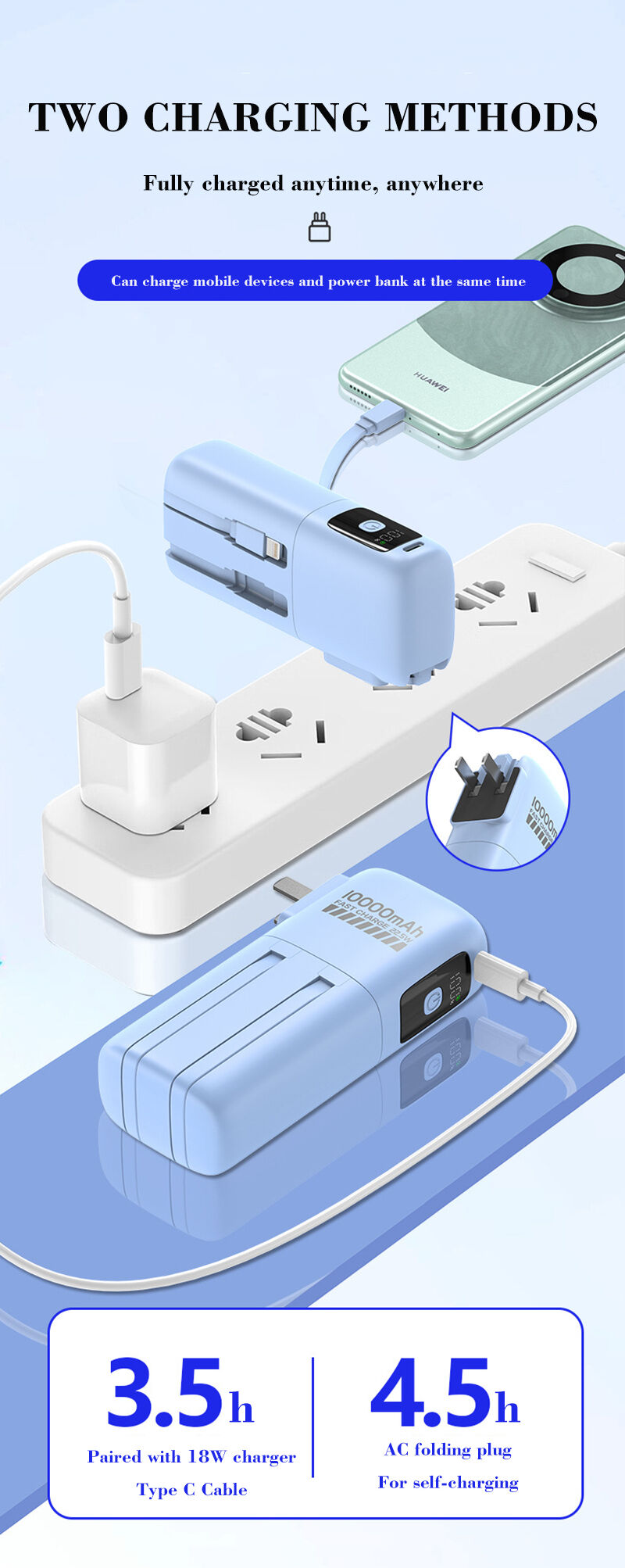 Factory Direct Sale New Design 10000mah Mini Power Bank C2 Ac Plug ...