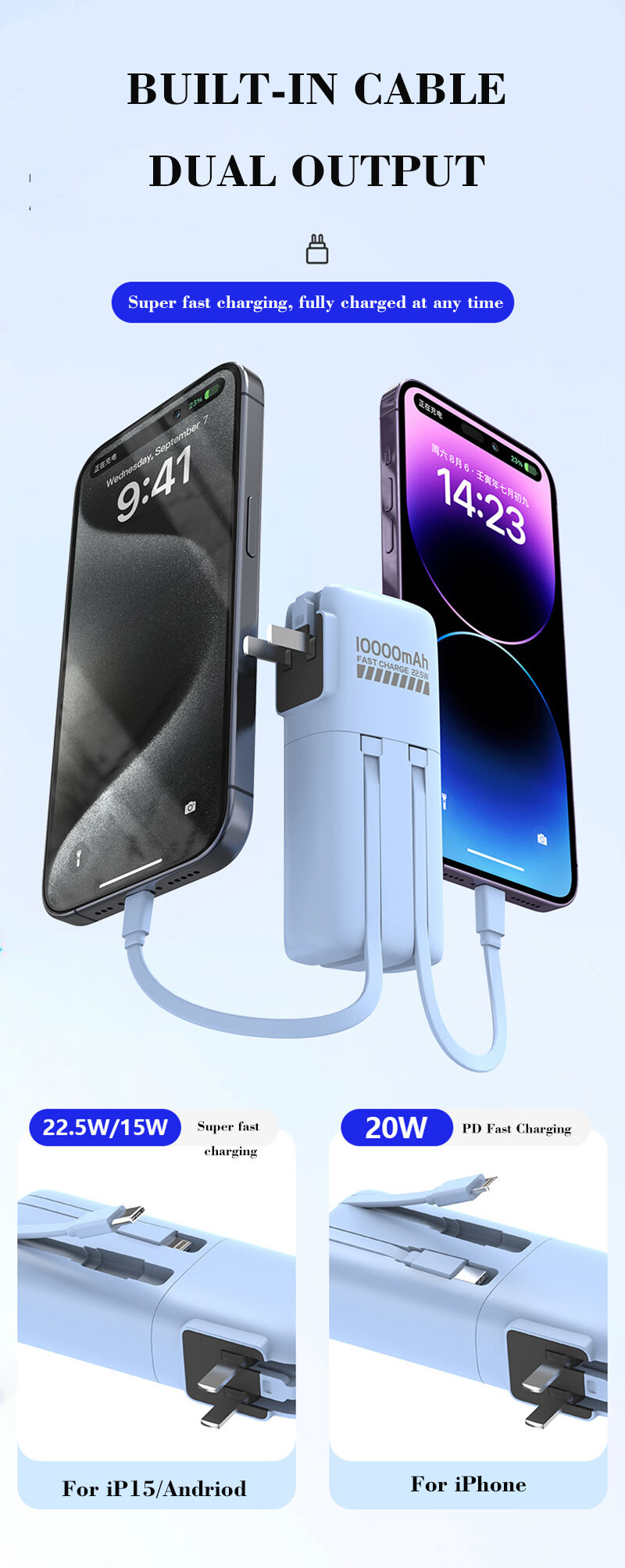 Factory Direct Sale New Design 10000mah Mini Power Bank C2 Ac Plug ...