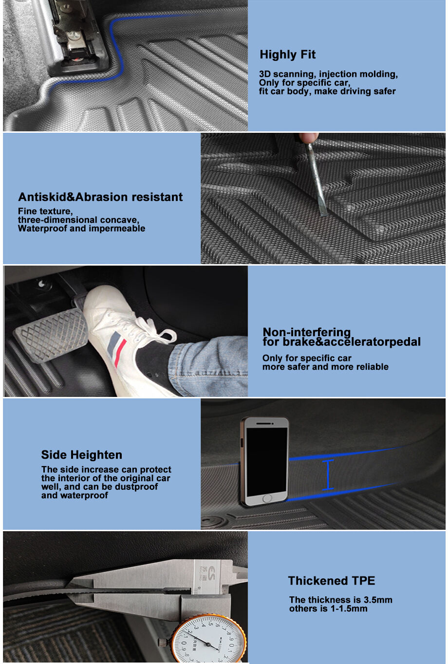 All Weather Waterproof 3d Tpe Car Floor Mats Anti Slip Custom Fit Liner ...