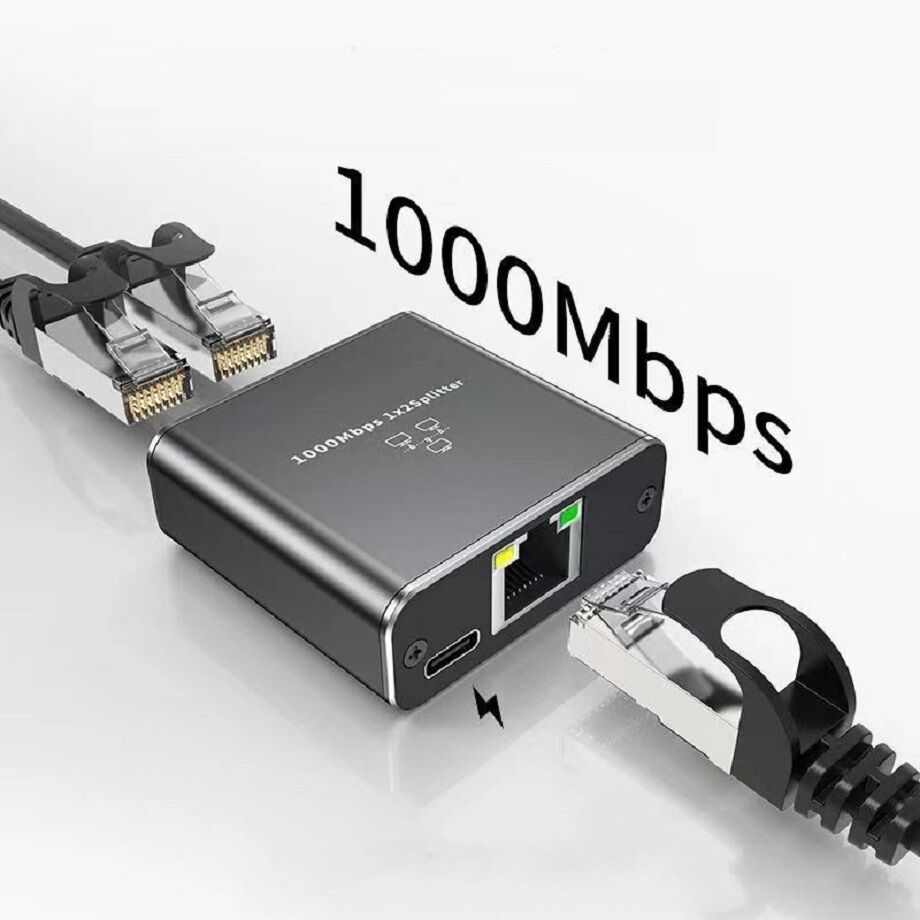 Ethernet Splitter 1x2 High Speed 1000mbps, Gigabit Ethernet Splitter ...