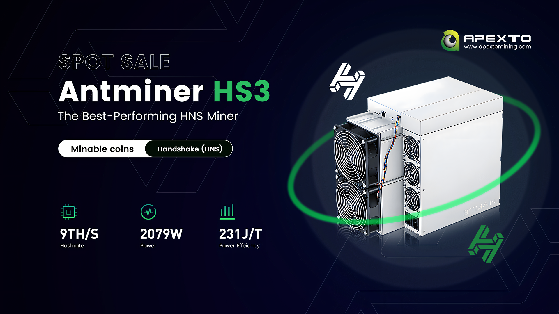 Buy Wholesale China Bitmain Antminer Hs3 The Most Advanced Handshake Miner 9t 2079w Hns Asic ...