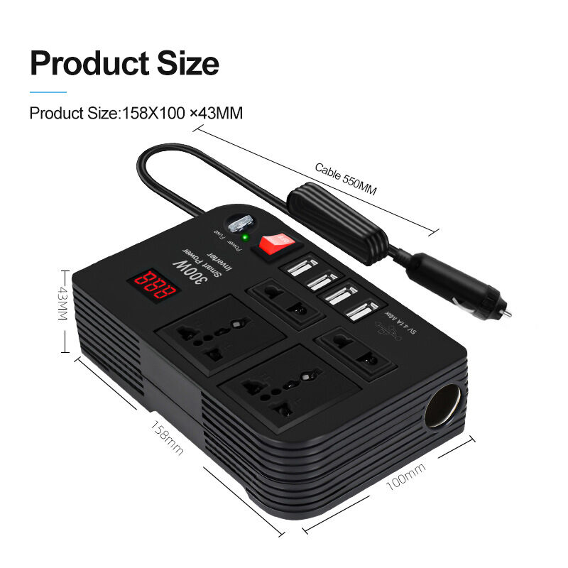 Car Battery Inverter 12v To 220v Digital Display Solar Car Inverter ...