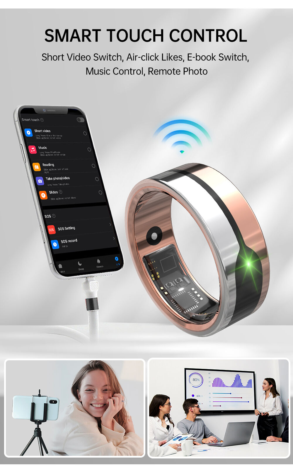 Buy Wholesale China Wholesale 24/7 Health Care Metal Smart Ring Smart ...